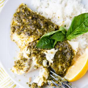 Baked Cod Fish Recipe (with Pesto) - Perry's Plate