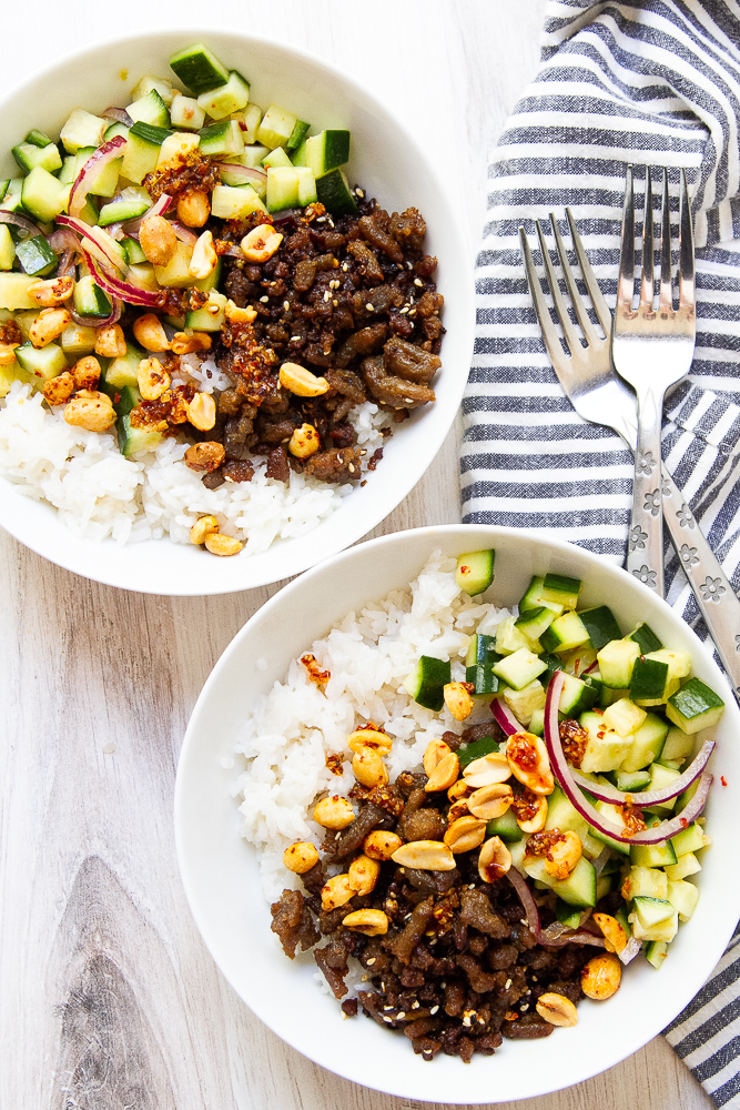 Spicy Ground Turkey Rice Bowl Recipe - Perry's Plate